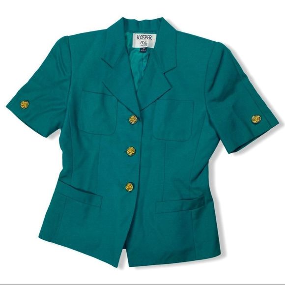 Jackets & Coats | Vintage Teal Blazer With Gold Detailing | Poshmark
